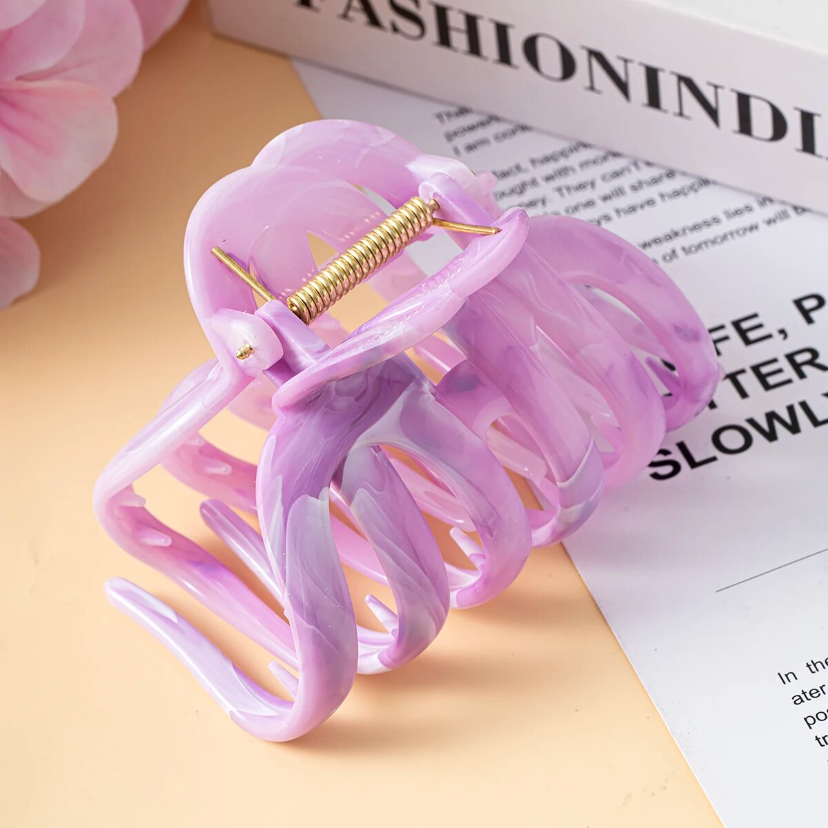 Заколка-краб мраморная HW0592 6 Light purple