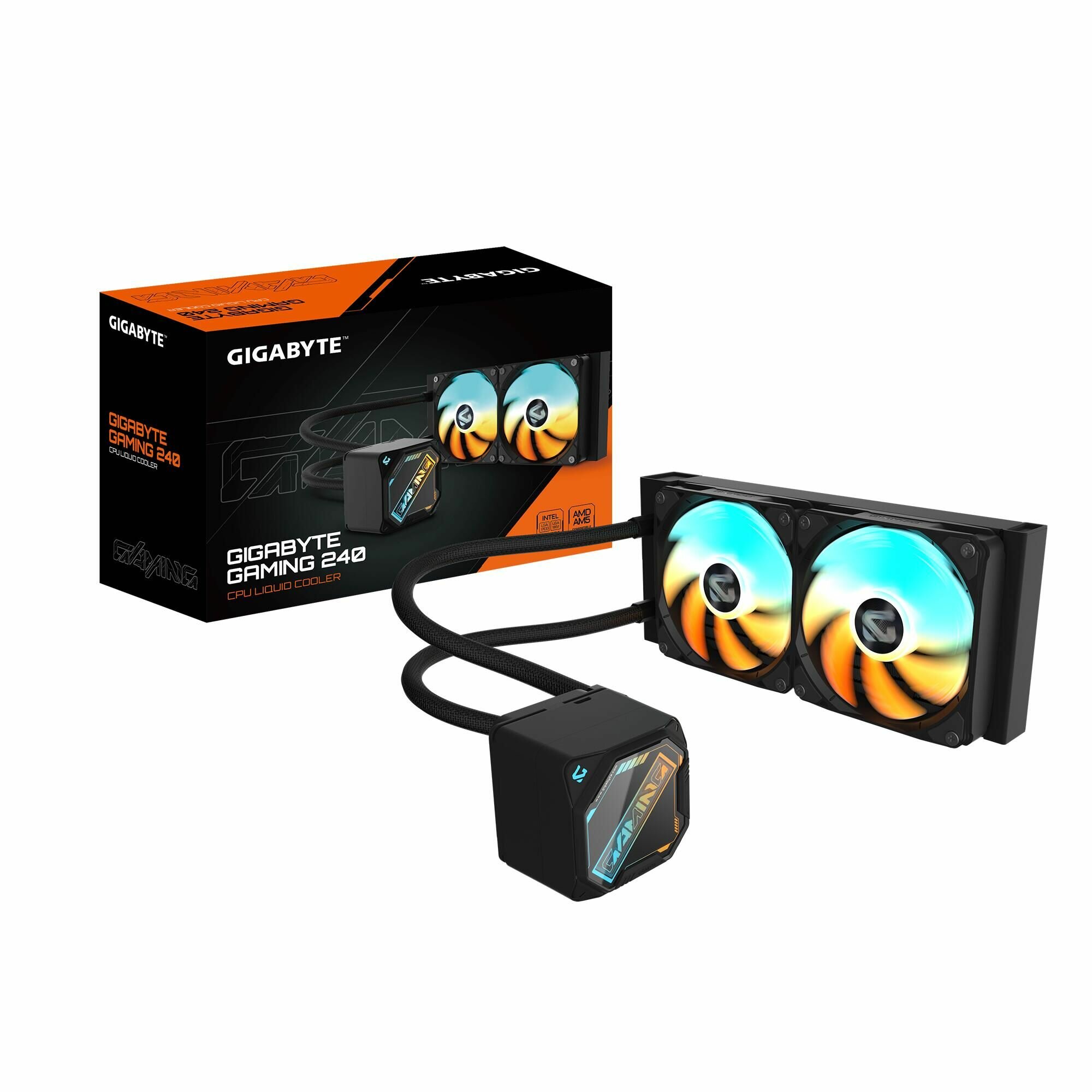 Жидкостная система охлаждения GIGABYTE Gaming GME 240 2 x 120mm ARGB Fan, LGA 1200, LGA 1700, LGA 1851, AM5, AM4