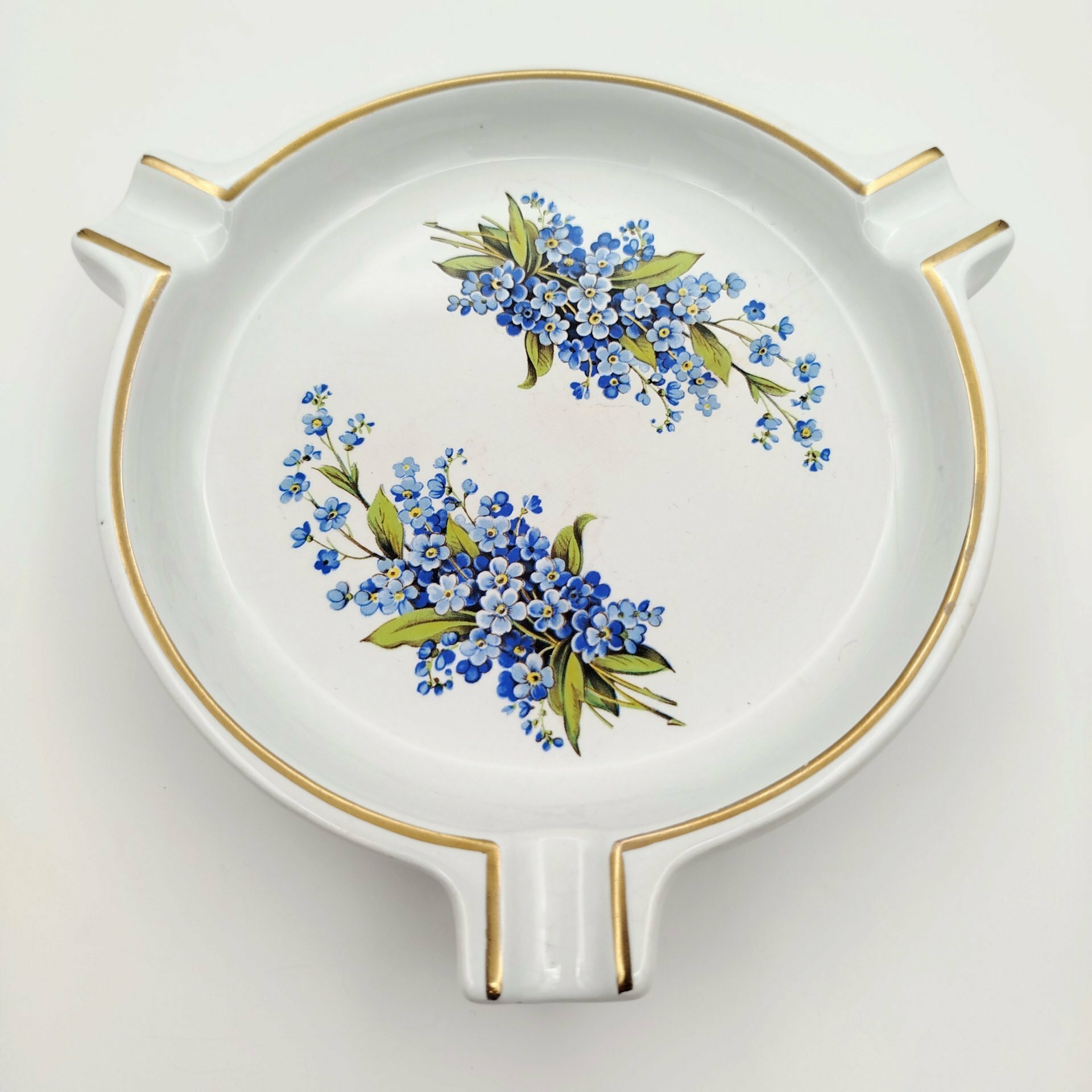 Пепельница круглой формы, с цветочным декором Porcelaine de Bruxelles, фаянс, деколь