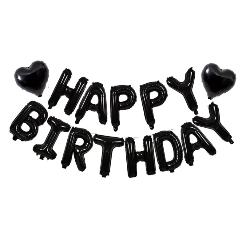 Воздушные шары с буквами и в форме сердца, черные, 15 шт.