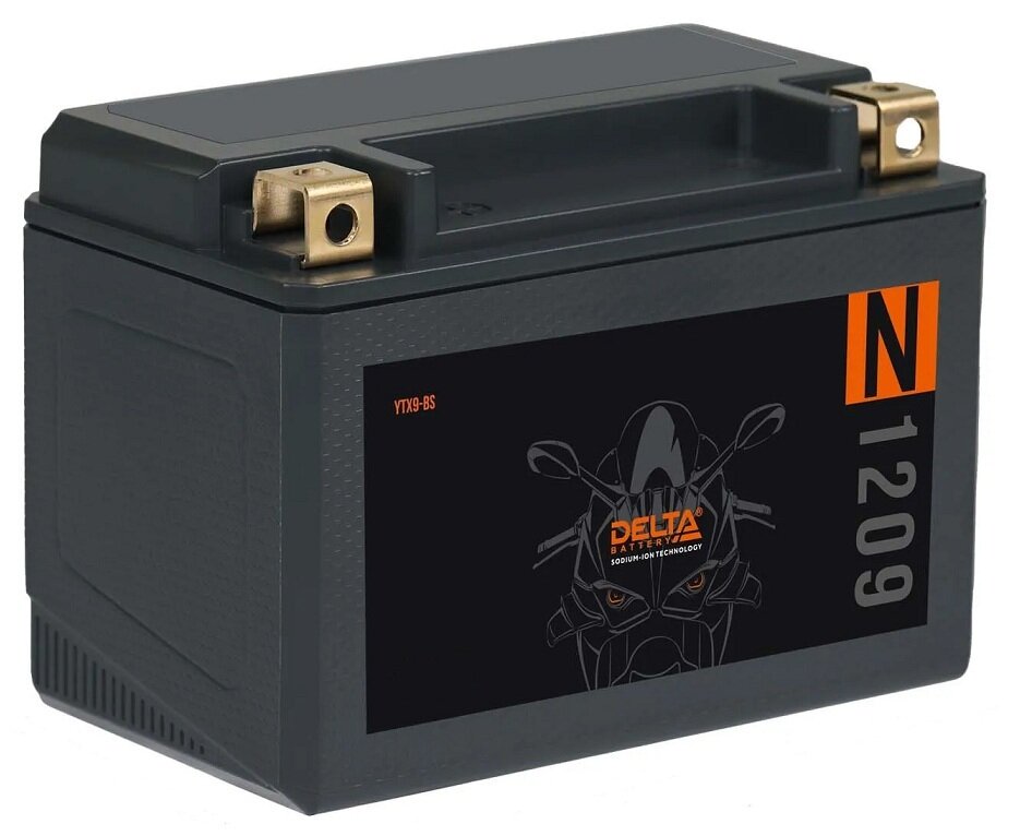 Аккумулятор для мотоцикла и скутера Delta N 1209 12V 9 А/ч (84Втч) 155 А прям. пол. заряжен Na-ion (150х87х105) Na+ YTX9-BS