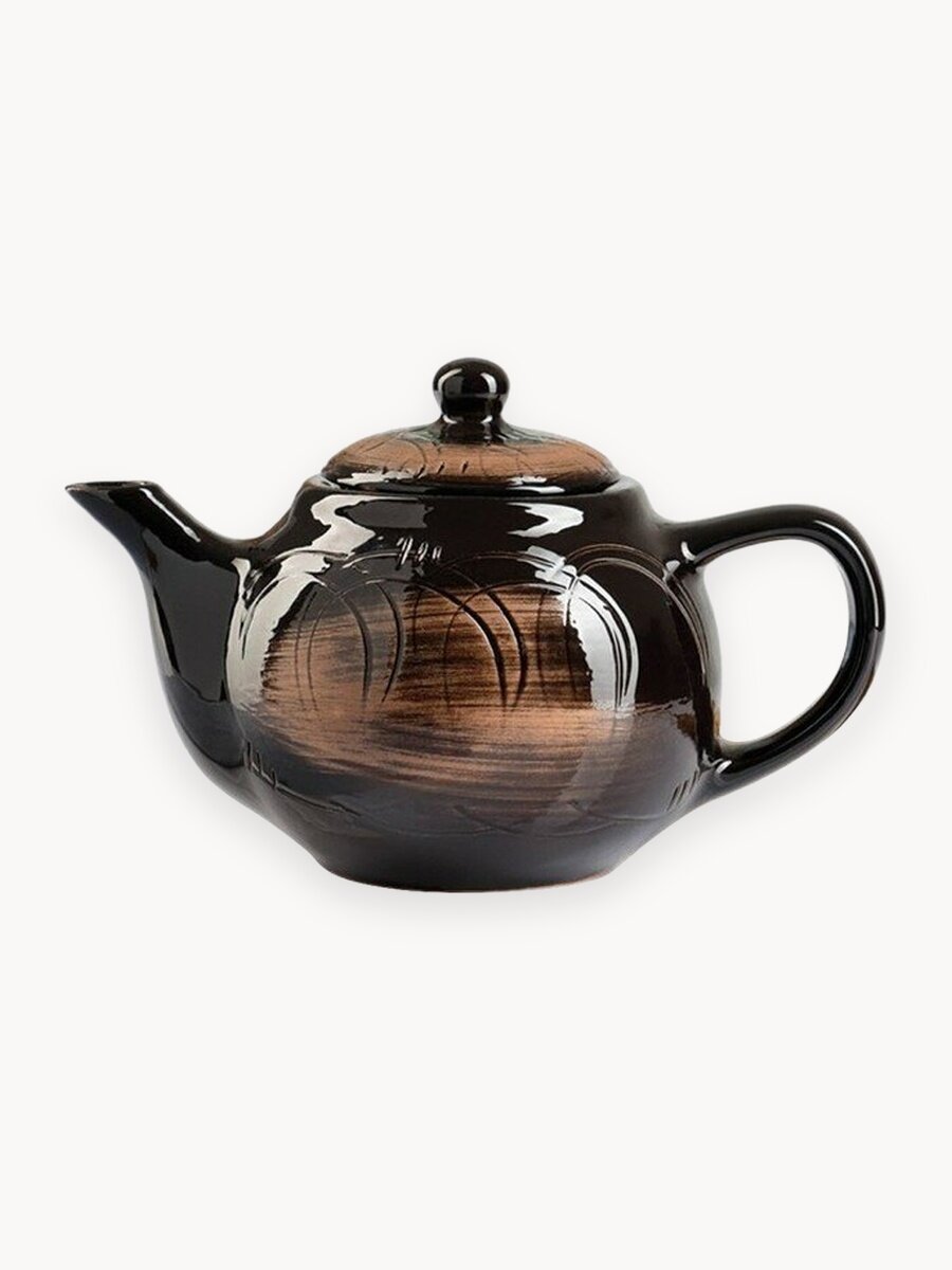 Чайник заварочный «Старина», керамика, 1 л, коричневый (Борисовская Керамика)