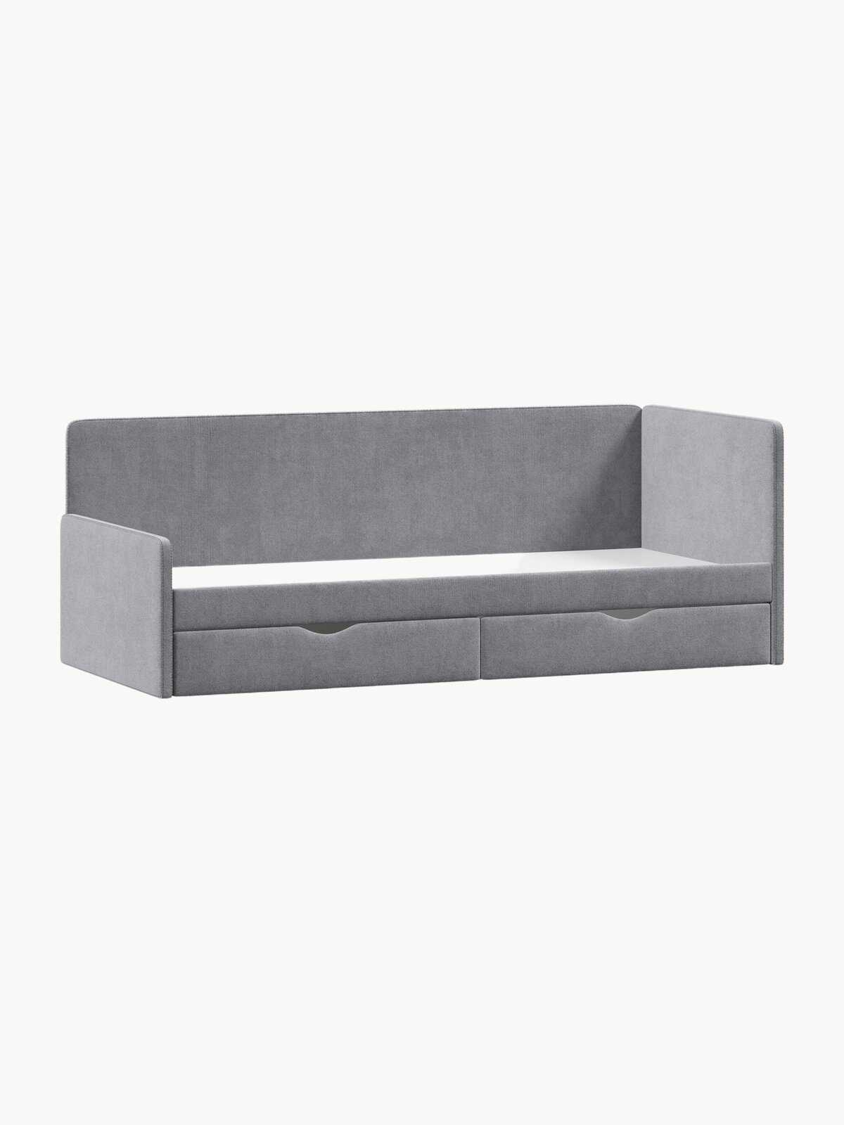 Диван-кровать детская односпальная Гарвард, 200х90 см, с ящиками для белья, Серый велюр