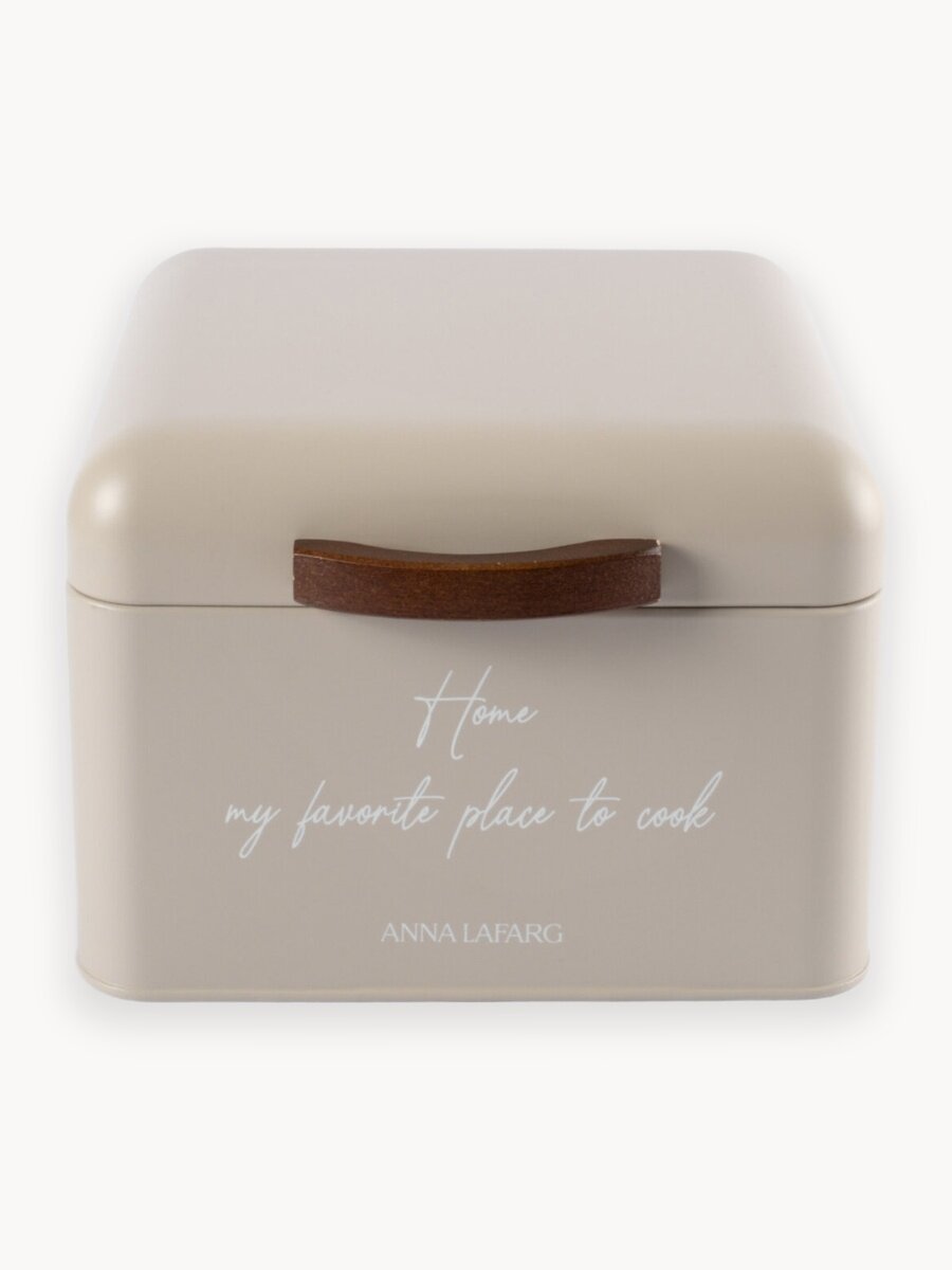 Хлебница, 20х20х14 см, металл/дерево, квадратная, бежевая, Retro