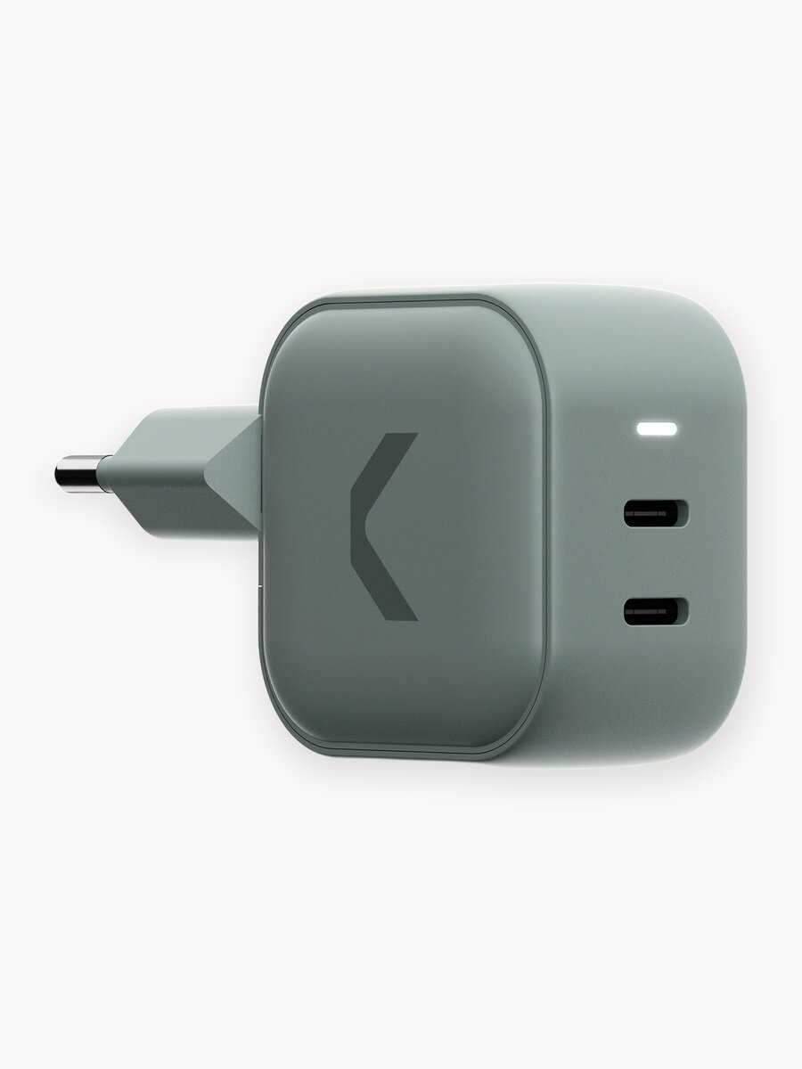 Быстрое зарядное устройство COMMO 45W Core Charger Dual USB-C, GaN, 45 Вт, Серо-зелёный