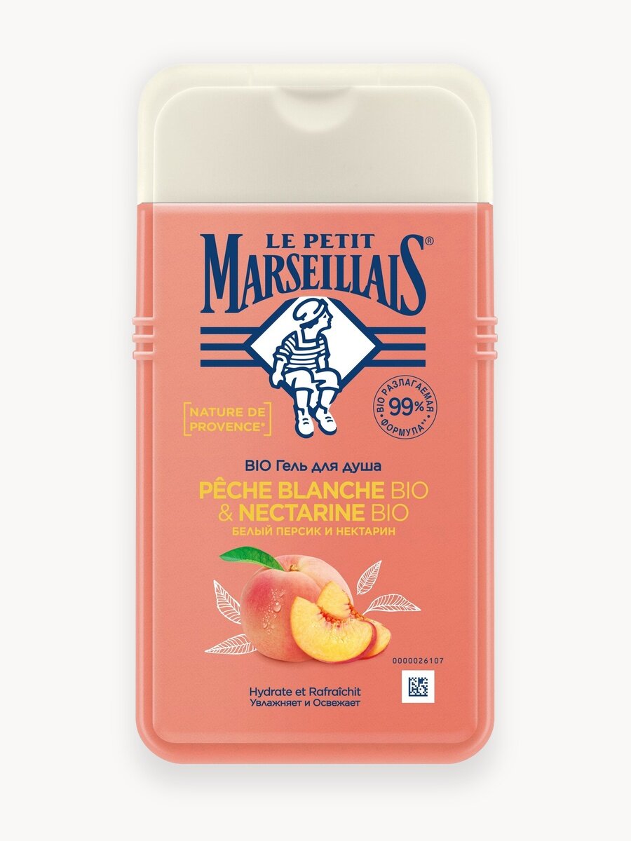 Гель для душа Le Petit Marseillais "Белый персик и нектари", 250 мл