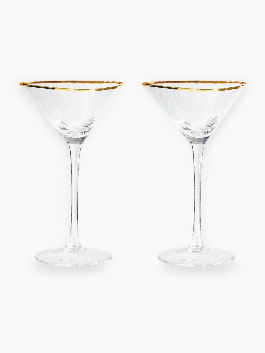 Бокал для мартини, Kuchenland, 150 мл, 2 шт, стекло, золотистый кант, Triangle Gold