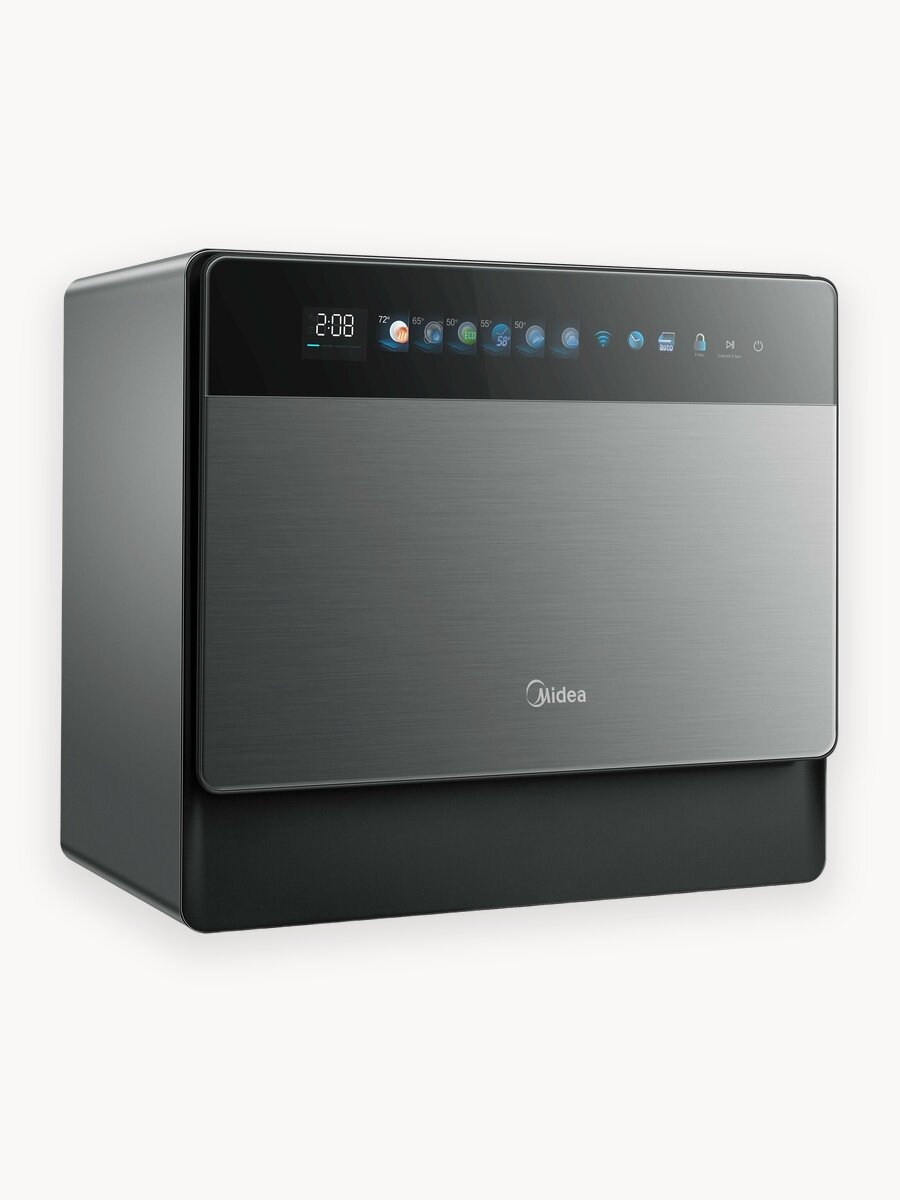 Компактная посудомоечная машина Midea MCFD55S650Bi, 5 комплектов, 5 программ, WiFi-управление, сенсор, черный