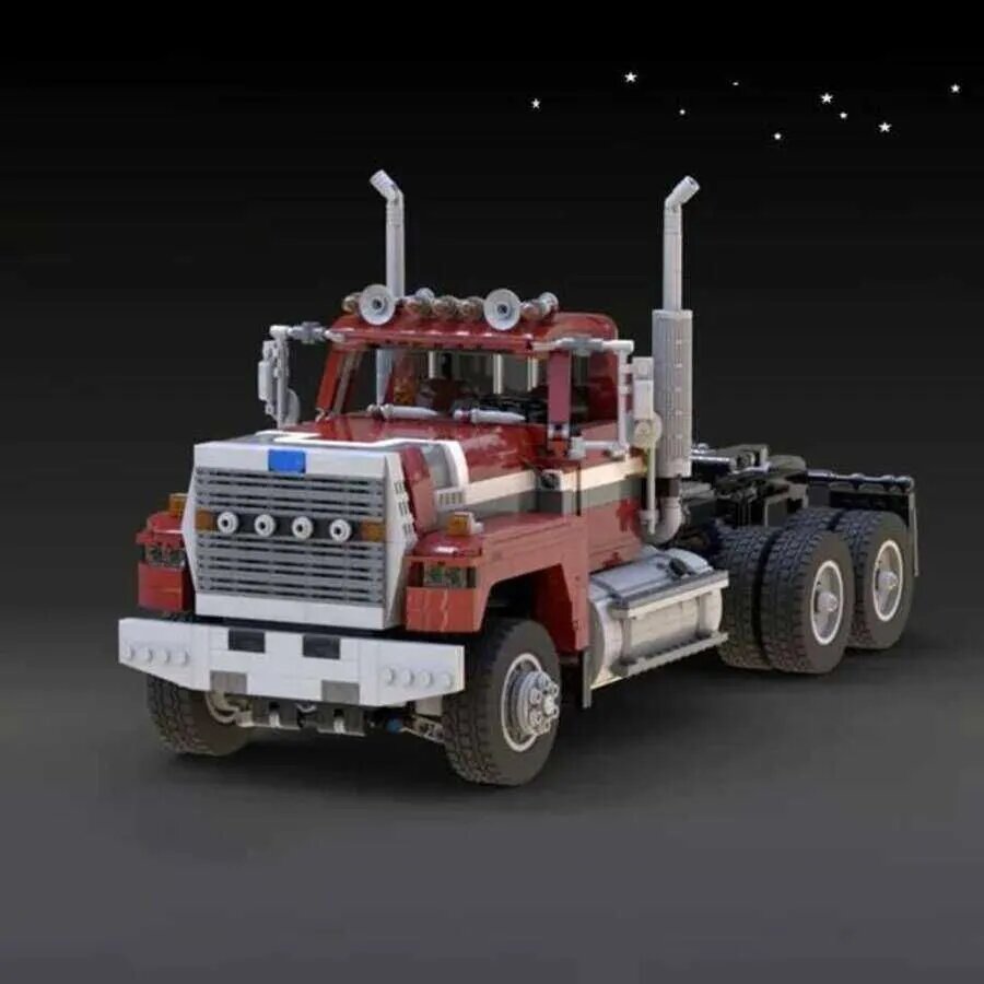 Горячая 2208 шт. MOC City Engineering, красный винтажный полуприцеп строительные блоки