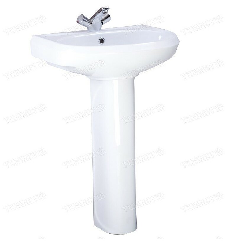 Раковина-тюльпан Santeri Вест белая 1.3111.8. S00.11B.0 с переливом и с пьедесталом Вест 1.3601.8. S00