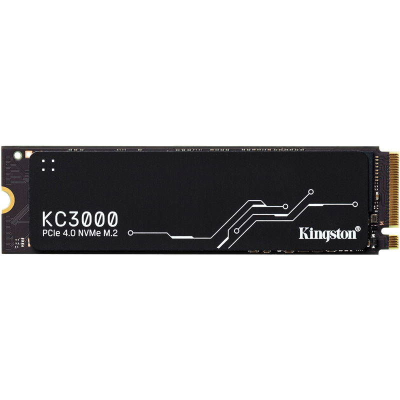 Твердотельный накопитель Kingston SSD KC3000 SKC3000S/512G, 512GB, M.2(22x80mm), NVMe, PCIe 4.0 x4, 3D TLC, R/W 7000/3900MB/s, IOPs 450 000/900 000, DRAM buffer 512MB, TBW 400, DWPD 0.71, with Heat Spreader, гарантия 5 ЛЕТ