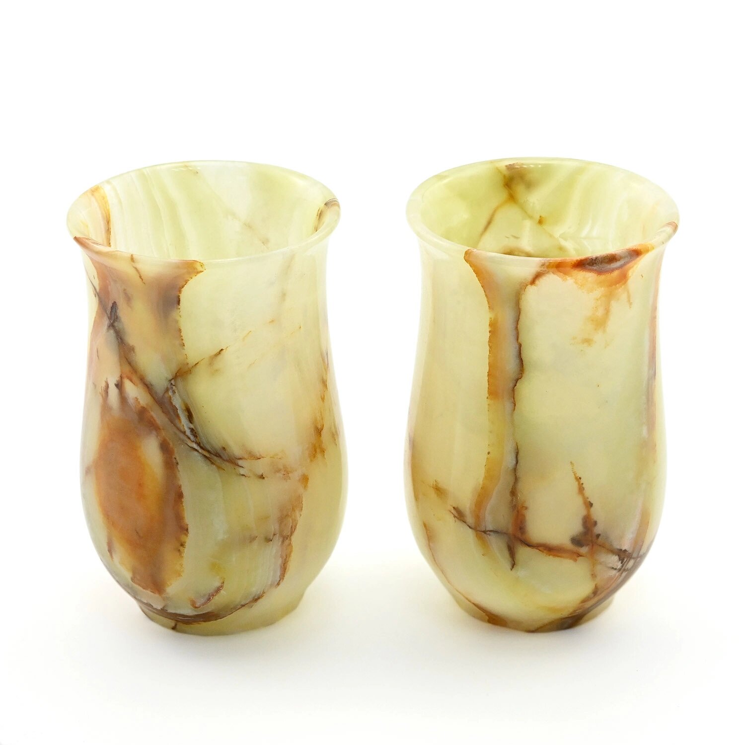 Набор стаканов из оникса 2 шт (75*75*120мм) в бархатной упаковке .