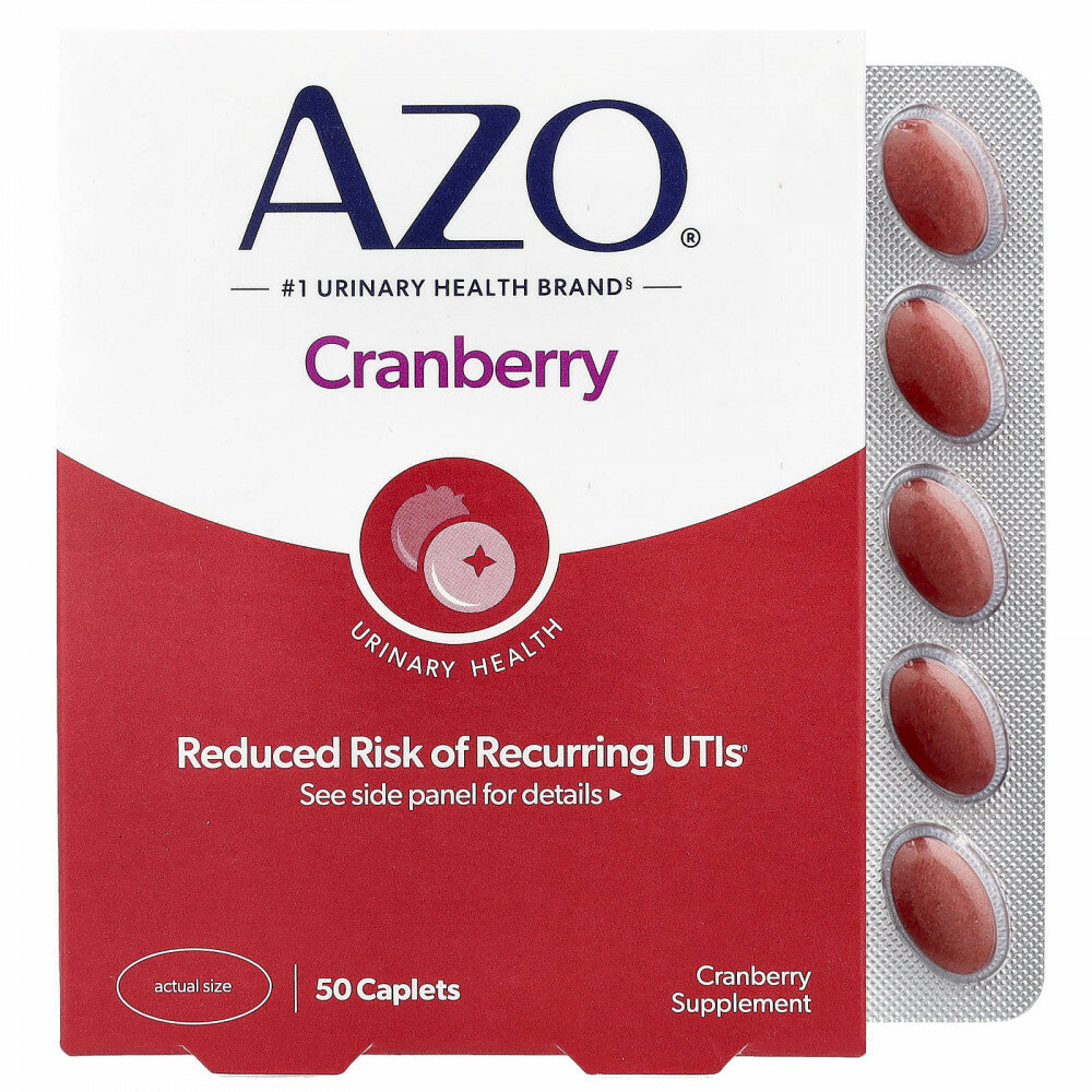 AZO, Cranberry, клюква для здоровья мочевыводящих путей, 50 капсуловидных таблеток