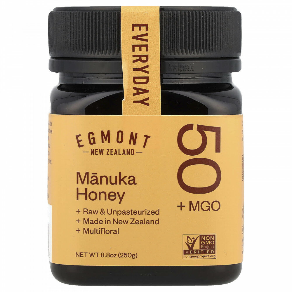 Egmont Honey, Мед манука, необработанный и непастеризованный, MGO 50+, 250 г (8,8 унции)