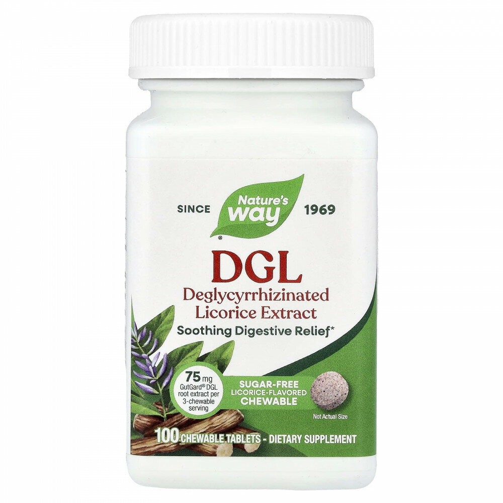 Nature's Way, DGL, солодка, 100 жевательных таблеток