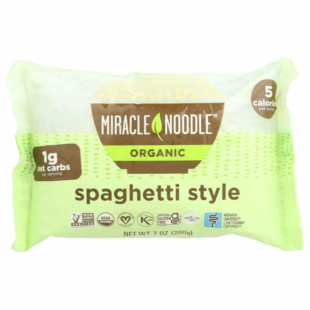 Miracle Noodle, Органическая лапша в стиле спагетти, 7 унций (200 г)