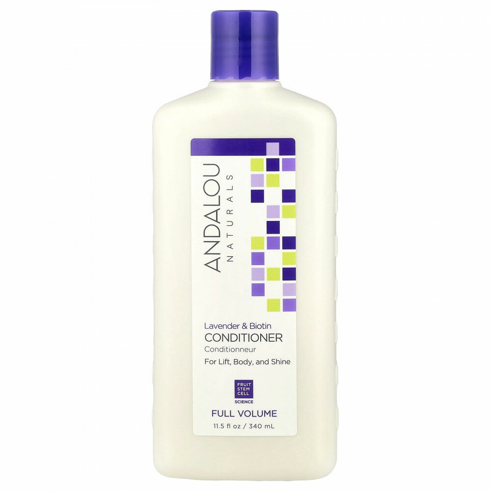 Andalou Naturals, Кондиционер, для объема, густоты, блеска, сияния волос, поднимает от корней, лаванда и биотин, 11,5 ж. унц. (340 мл)