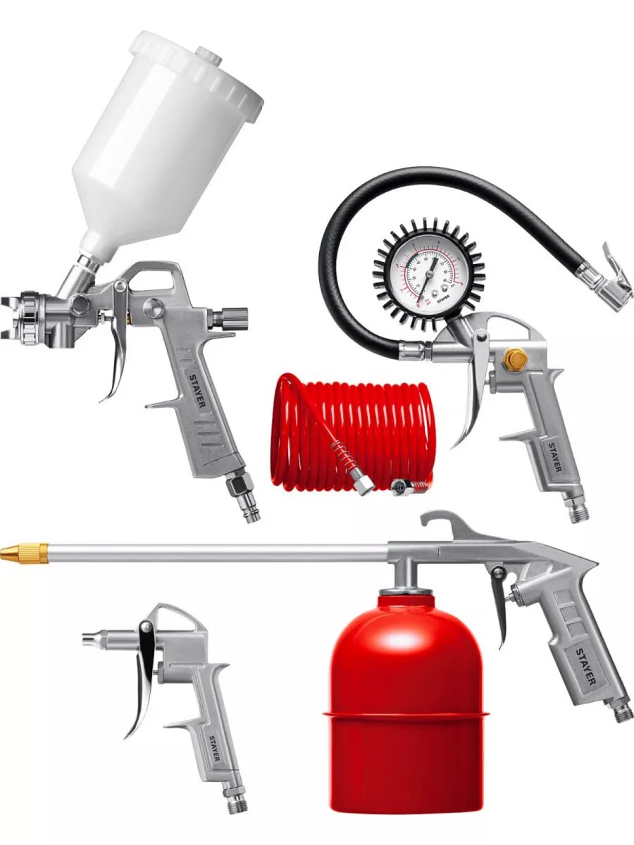 Пневматический набор STAYER 06488-H5_z01 из 5 предметов, 10/15 бар, для нанесения лакокрасочных и защитных покрытий