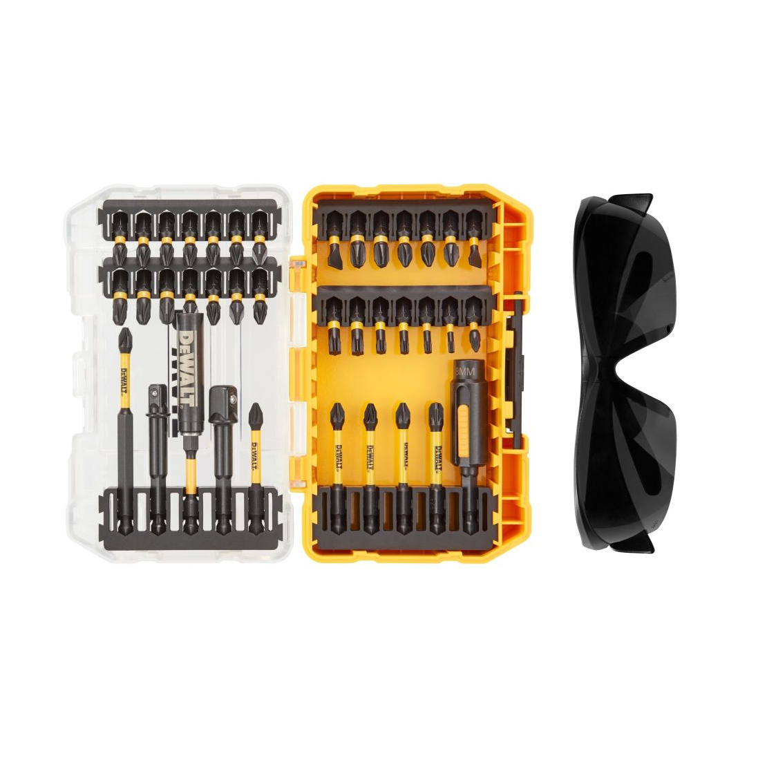 Набор инструментов DeWALT DT70740T-QZ, 38 предметов, защитные очки с затемненными линзами, сталь, желтый