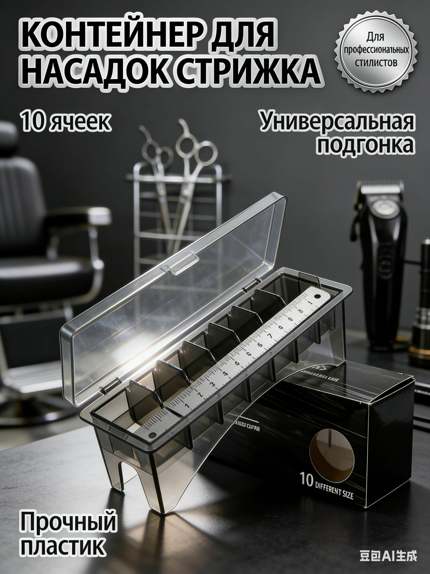 Подставка-органайзер для парикмахерских насадок, 10 ячеек, контейнер для хранения инструментов барбера