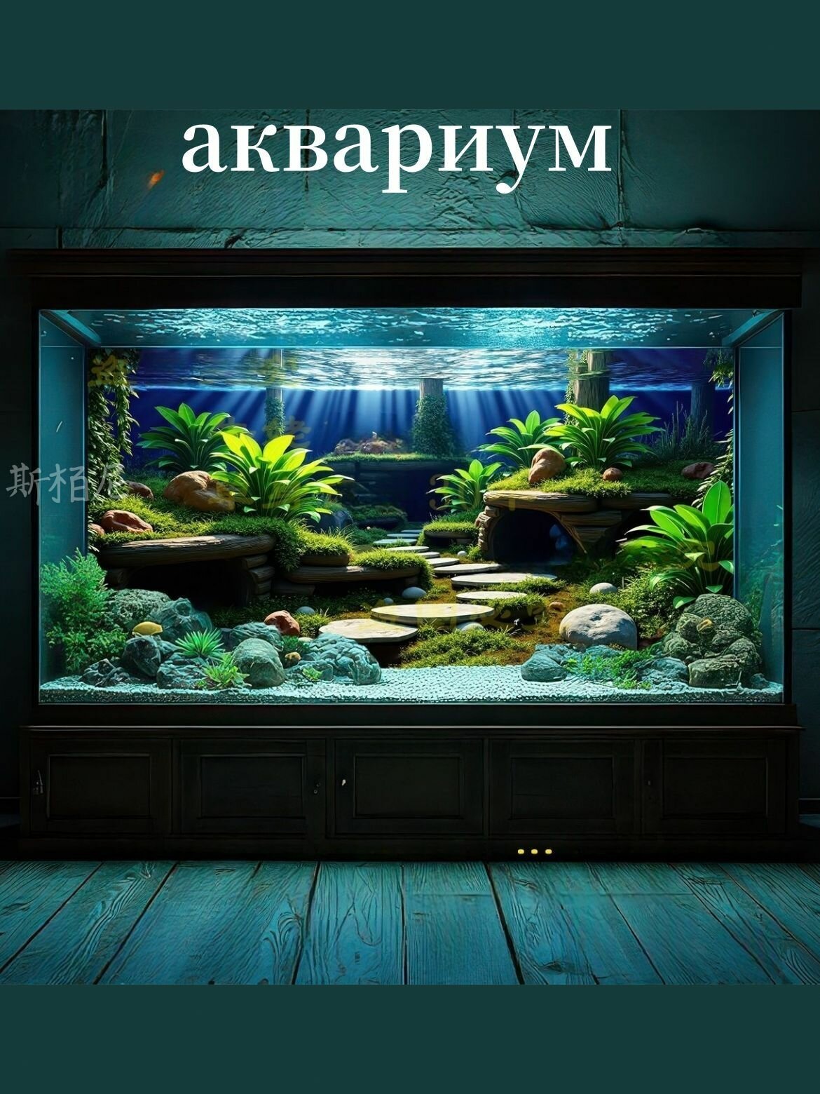 Фон для аквариума Декорации Тропические водоросли,120x60см