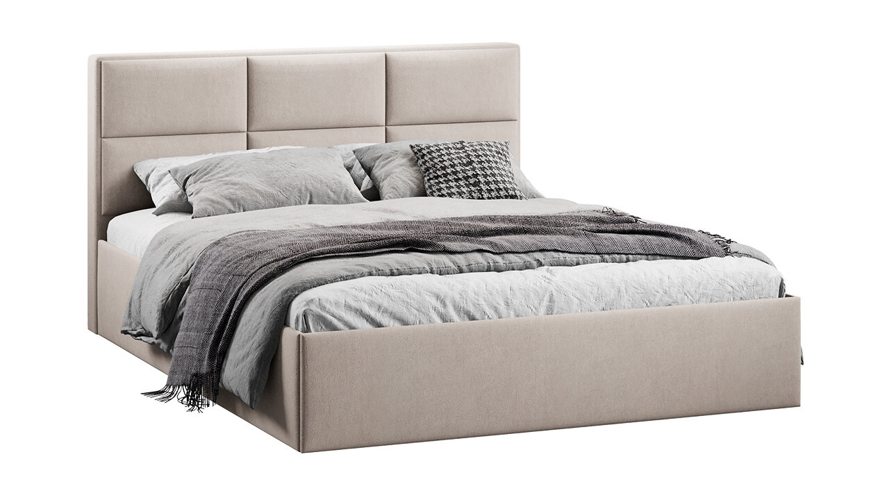 Кровать с ПМ Стелла Тип 1 с заглушиной Велюр Мокко светлый