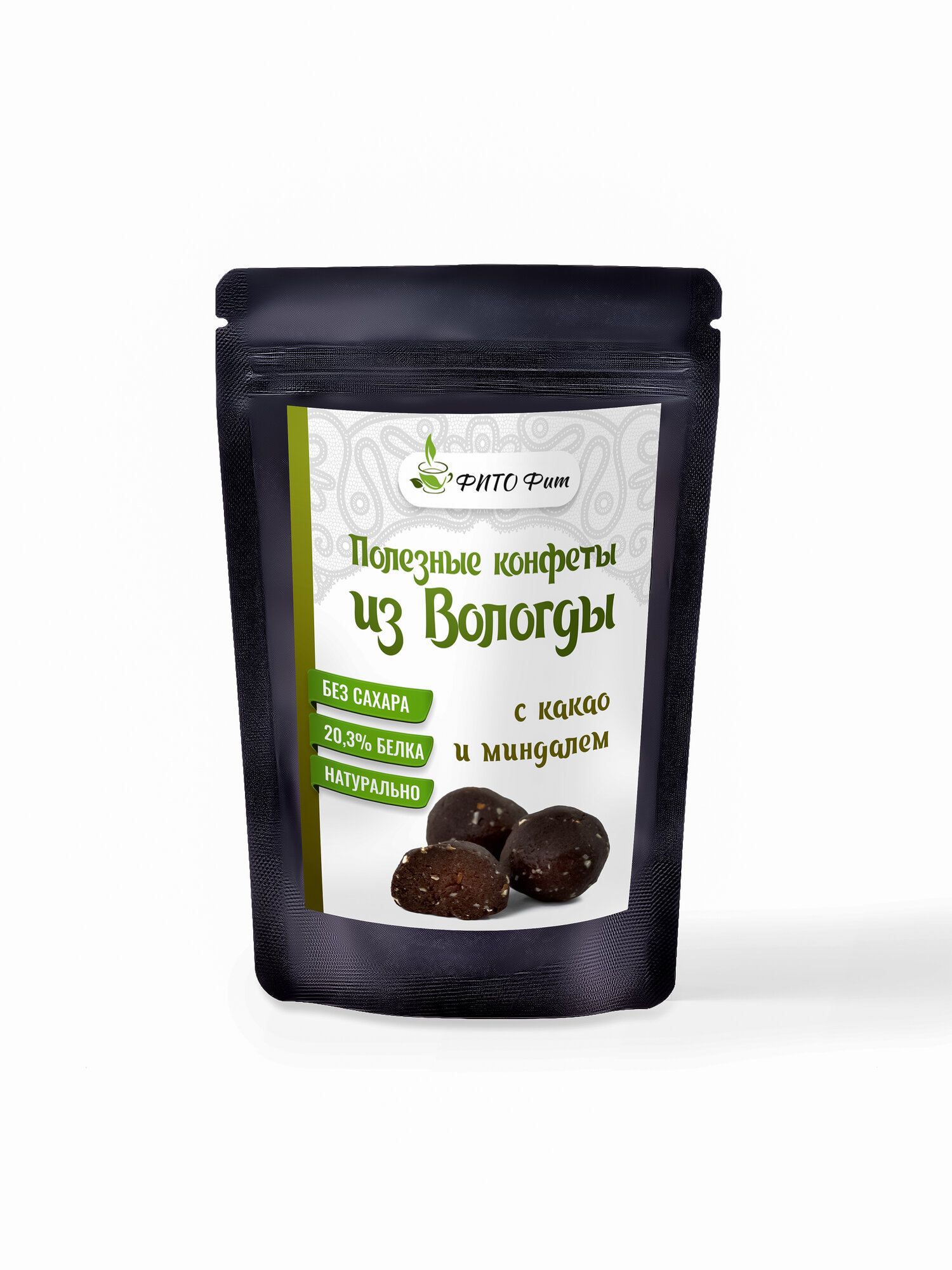 Полезные конфеты фито Фит, без сахара, с какао и миндалем 100 г