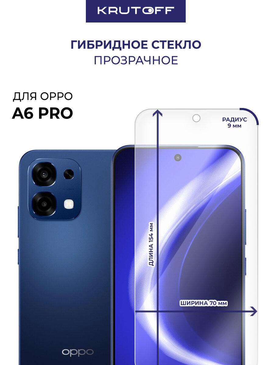 Стекло защитное гибридное Krutoff для OPPO A6 Pro