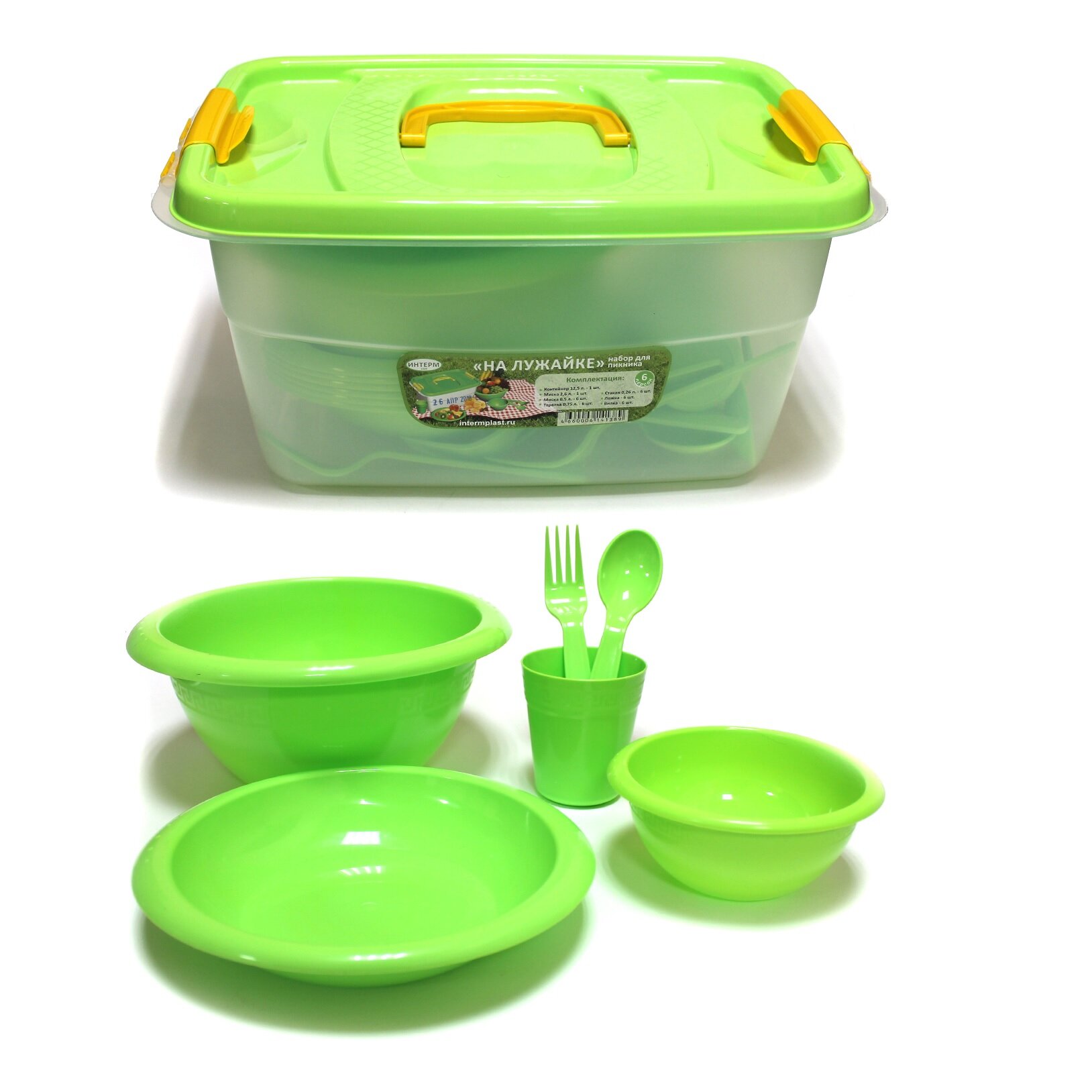 Набор для пикника Интерм На лужайке, 6 персон, салатовый