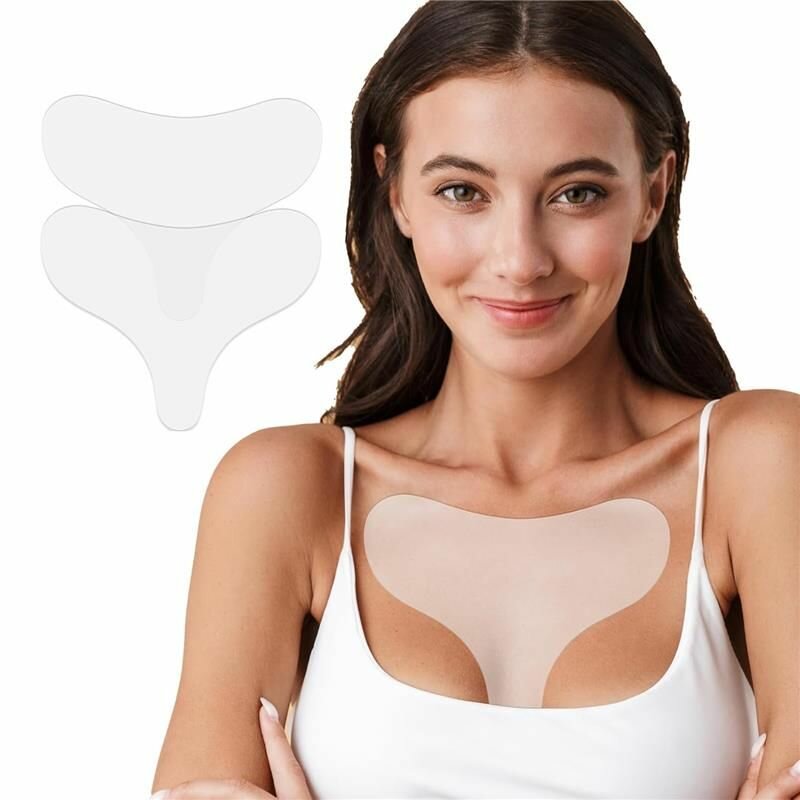 Силиконовые пластыри против морщин для зоны декольте, 2 шт. Увлажняющий и подтягивающий уход во время сна