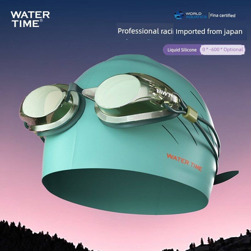 Водные очки WaterTime с противотуманной линзой, цвет Lingbo Green, непривычная линза