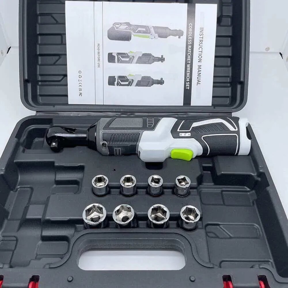 WORKPRO Аккумуляторная трещетка 3/8 " 12 В, 55 Нм с 9 головками 9.5mm /Аккумуляторный гаечный ключ с трещоткой