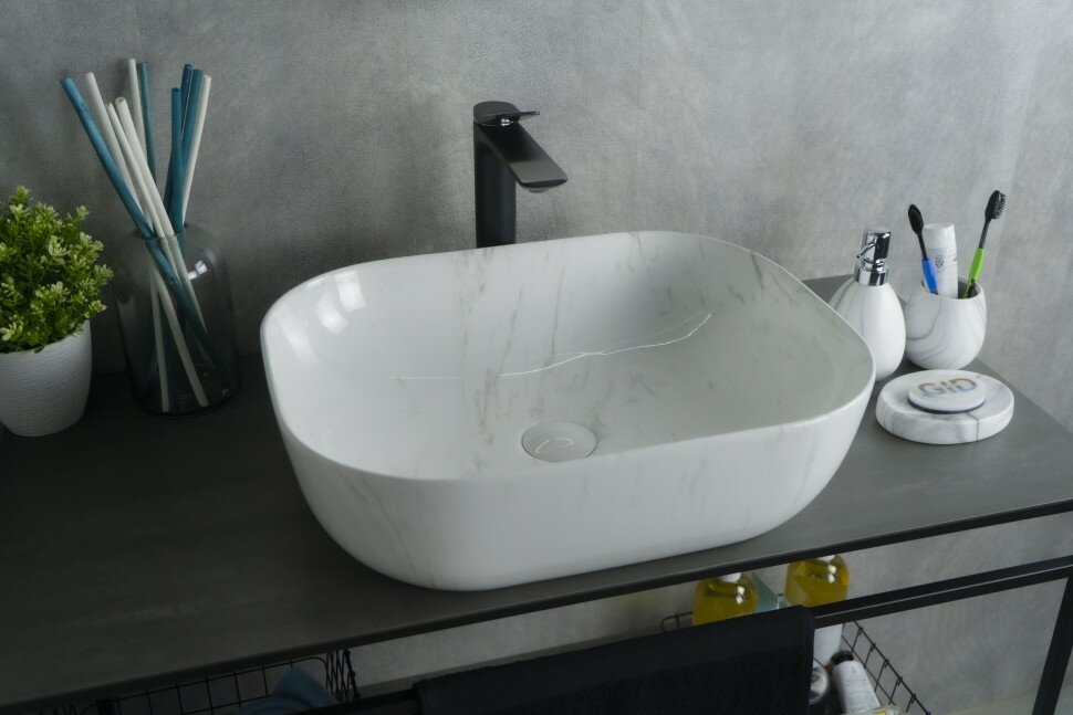 Раковина Gid K397D9 53322 накладная под камень глянцевая 50x40x14