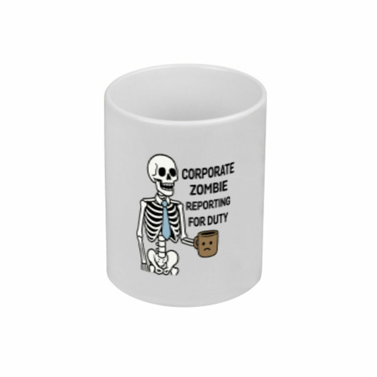 Кружка «Скелет в галстуке с кружкой: Corporate zombie» (белый)