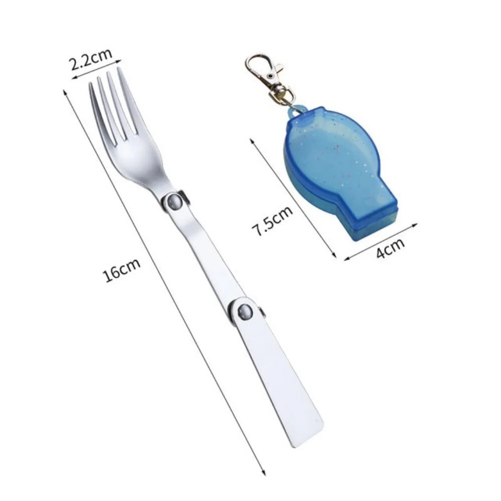Складная ложка и вилка из нержавеющей стали fork Blue