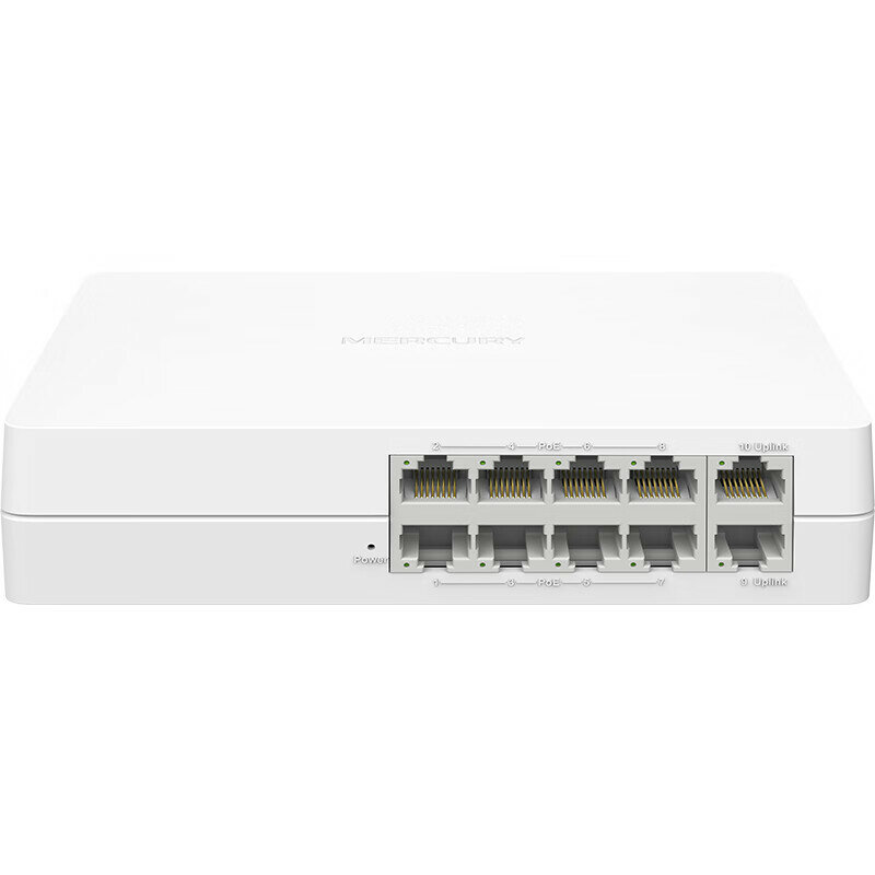 MERCURY 10-портовый коммутатор Ethernet 100 Мбит/с с 8 портами PoE настольная модель MS10CP-M Цвет：10 Гигабит |