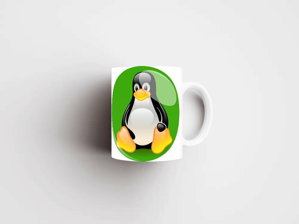 Кружка с рисунком, принтом "Пингвин, linux, талисман" 320 мл. — фото 1