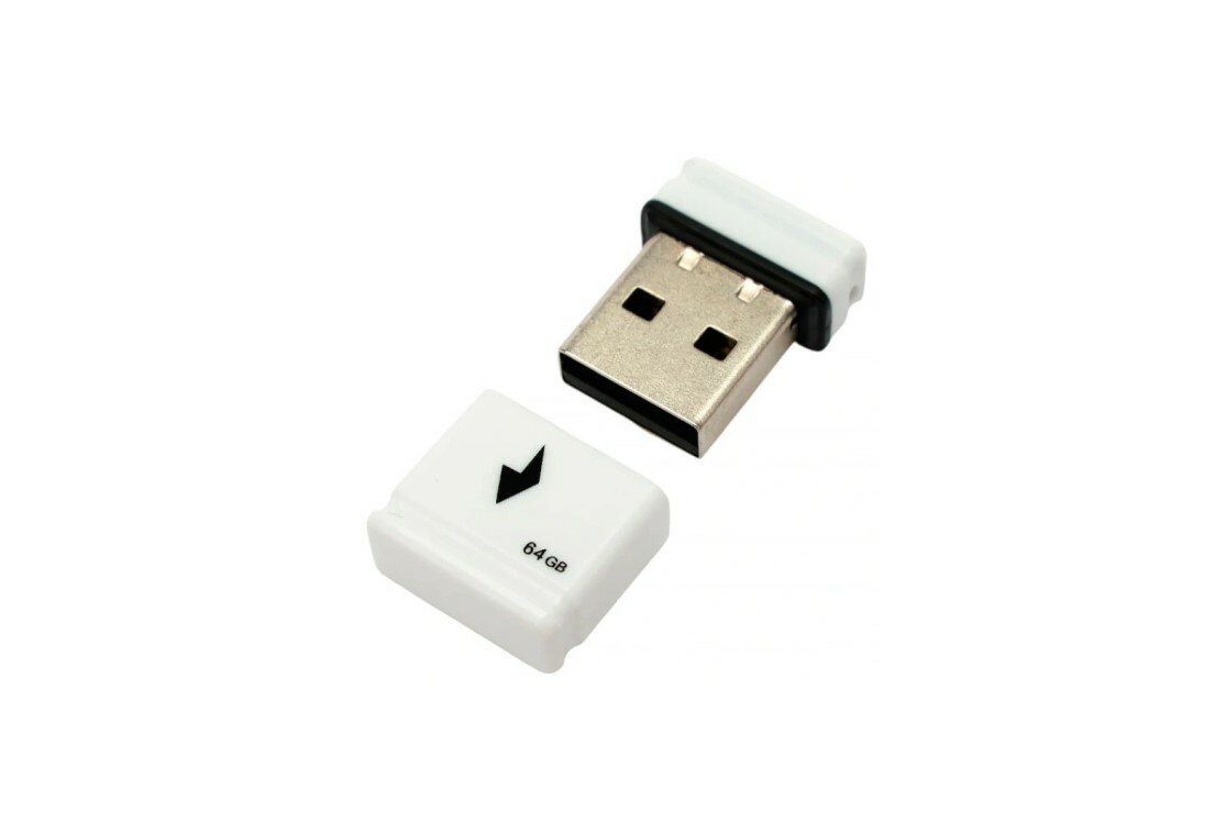 Флешка USB Gembird GFL-2.0-64mini, 64Gb, USB 2.0, R/W 30/15, белый