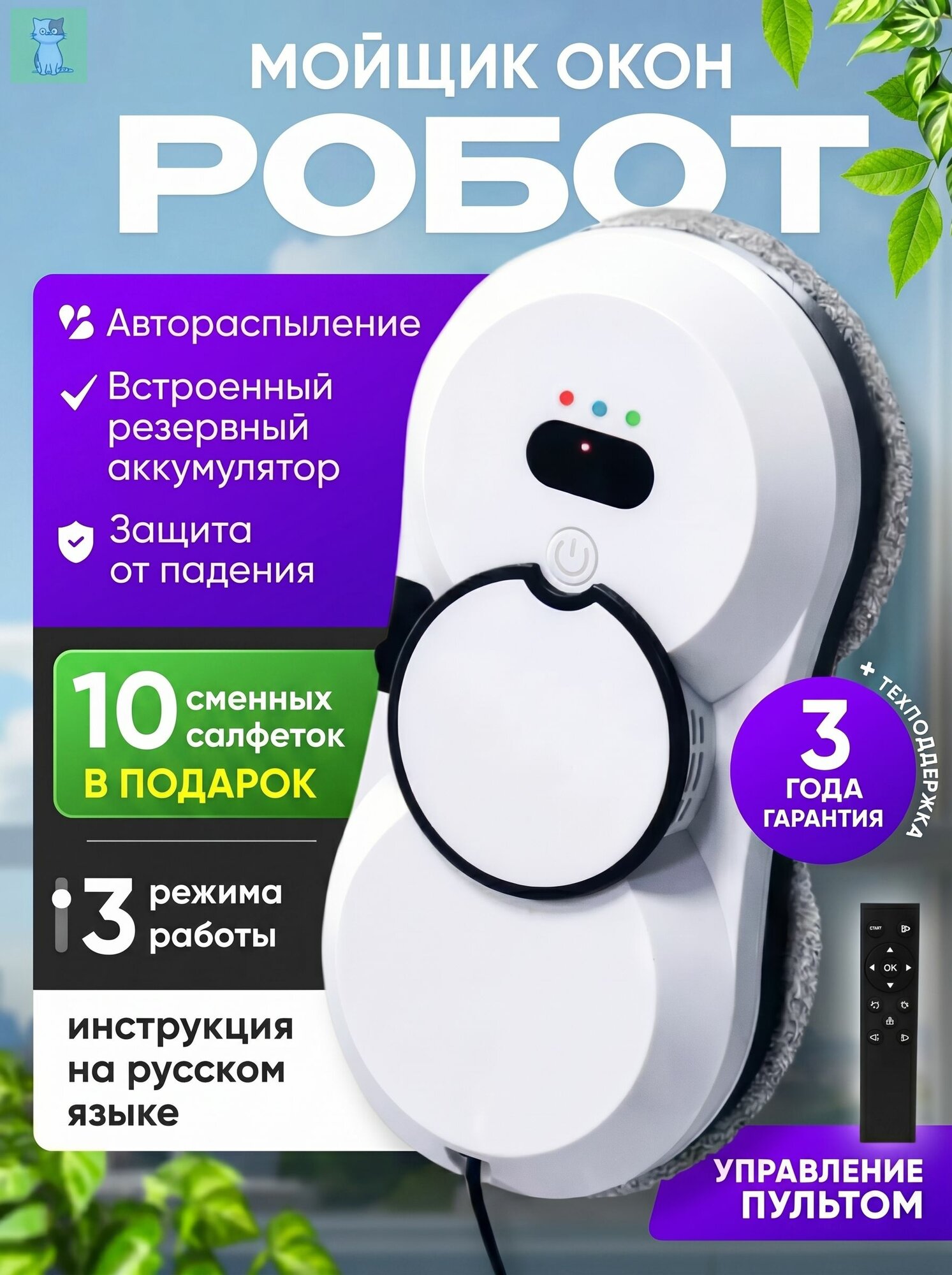 Робот мойщик окон с распылением, мощный