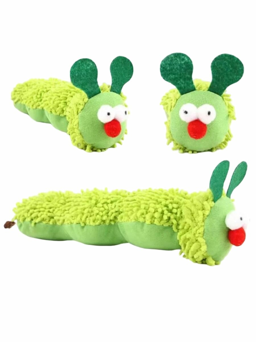 Игрушка для кошек "Зеленая гусеница" с кошачьей мятой, 20см.