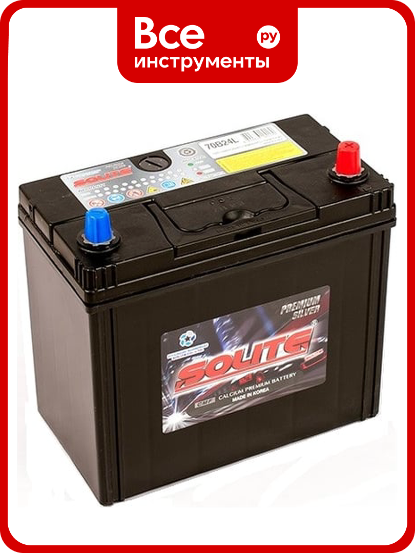 Аккумуляторная батарея SOLITE 6СТ59 236х128х220 70B24L кальциевый аккумулятор, влажная конструкция, обратная полярность