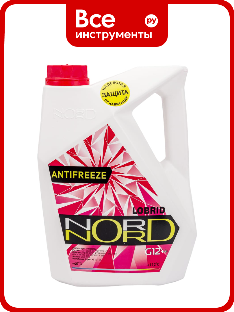 Антифриз NORD NR20249, акарбоксилатный, канистра, красный, 5 кг