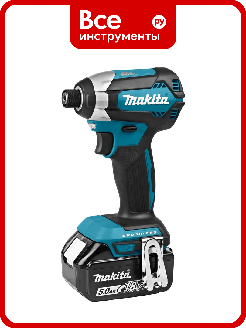 Шуруповерт аккумуляторный ударный бесщеточный Makita18В, 18В,1x5Ач, Li-ion,0-3400об\м,6-ти гр1\4",1.3кг, кейс,170Нм, М5-М16 DTD153RT