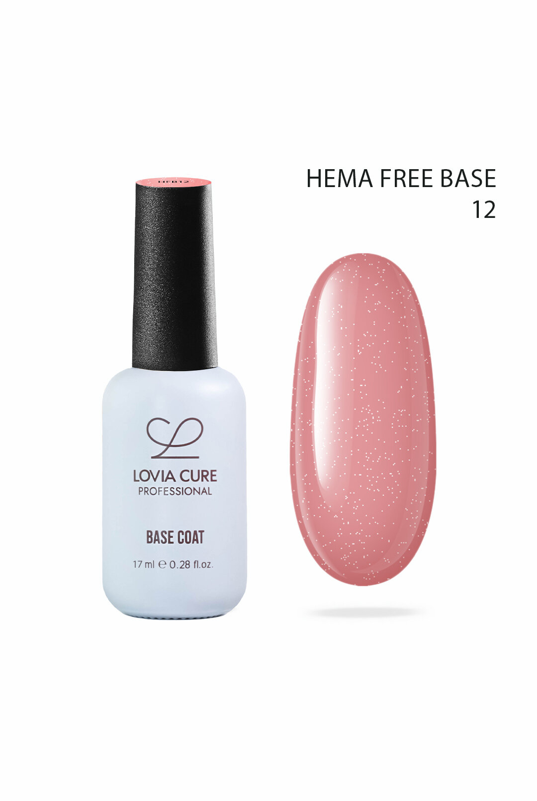 База без содержания HEMA пыльно-розовый со светоотражающим шиммером UV/LED HFB 12 17 мл, LOVIA CURE