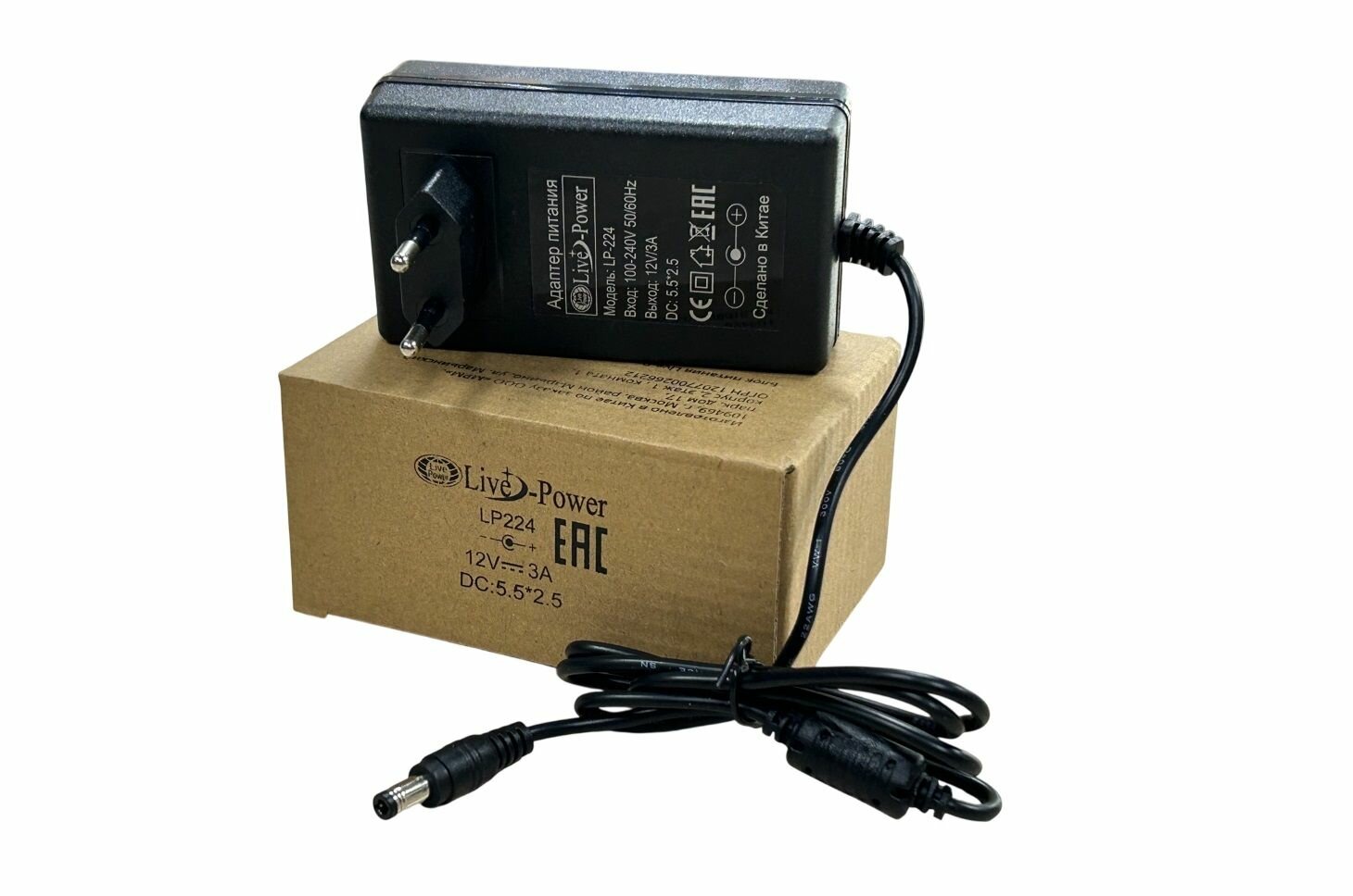 Блок питания Live-Power 12V 3000mA LP224 / Адаптер 12V 3A 36W / Штекер 5.5x2.5 мм