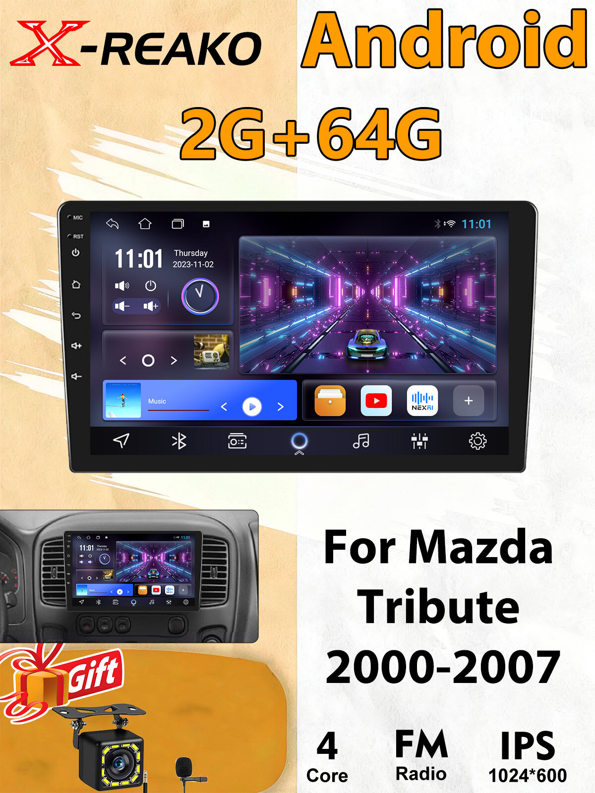 Магнитола для Mazda Tribute 2007-2011/ Мазда Трибьют Андроид