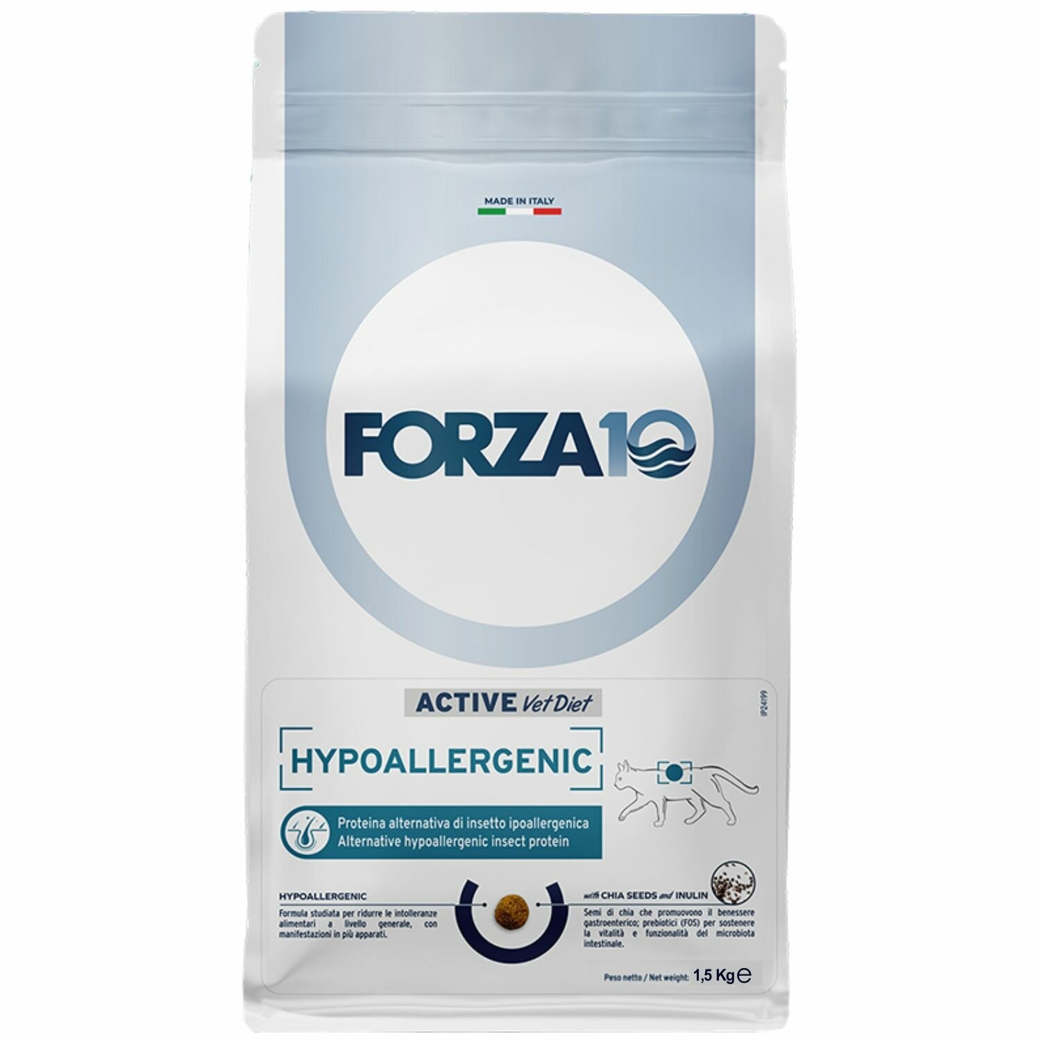 Forza10 Active VetDiet Hypoallergenic корм для кошек, с пищевой аллергией, рыба 1,5 кг