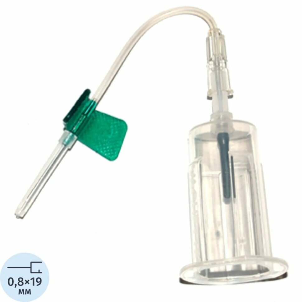 Игла-бабочка 21G 19см зел. с луер-адапт. и держ. VACUETTE 450371 24шт/уп, 509320