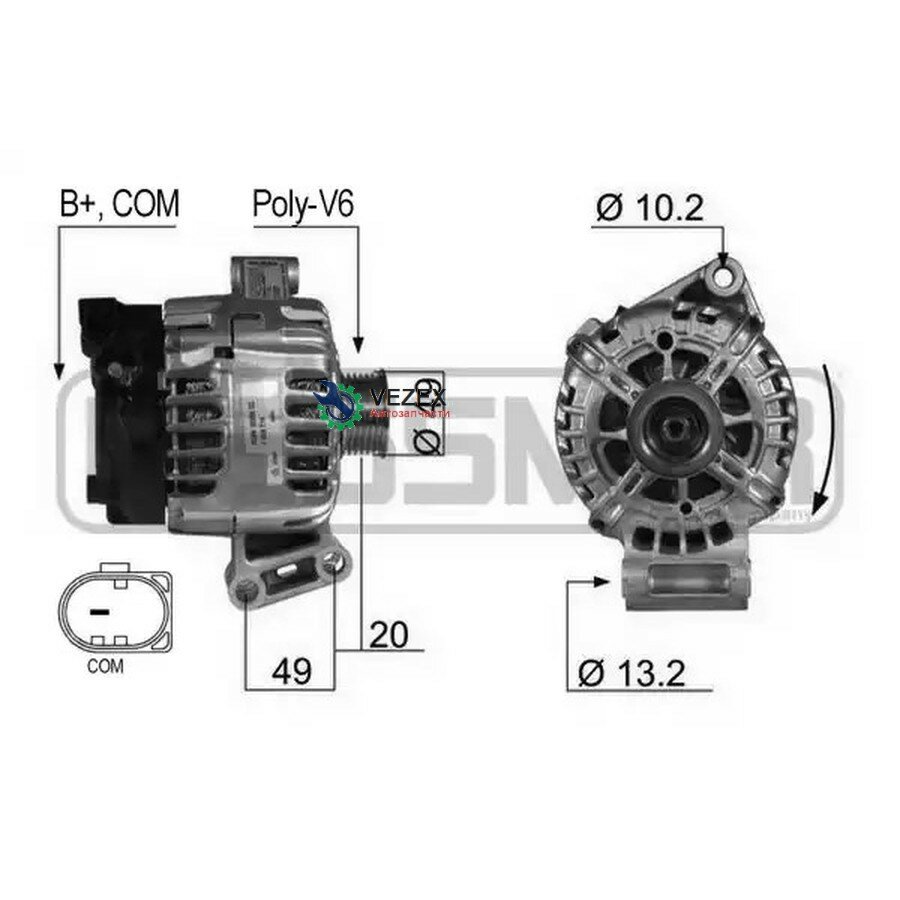 ERA 210430 генератор! 120A\Ford C-Max/Focus III/Fiesta/Mondeo IV 1.25-1.6 08>