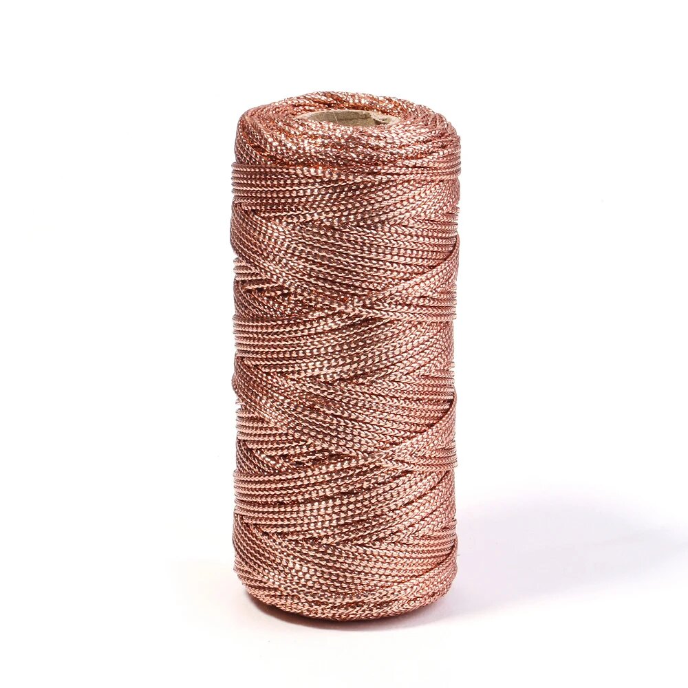 Золотой серебристый макраме шнур полиэстер 1,5 мм 100 м Желтый, Rose gold